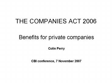 THE COMPANIES ACT 2006 presentation | free to view