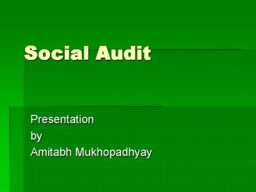 Social Audit presentation | free to view