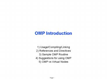 OMP Introduction presentation | free to view