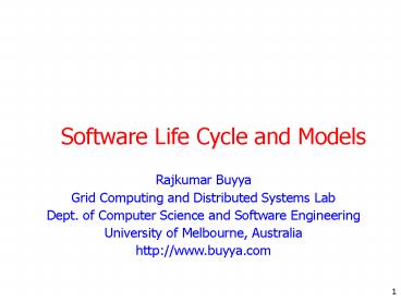 Software Life Cycle and Models presentation | free to download