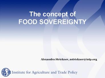 The concept of FOOD SOVEREIGNTY presentation | free to view