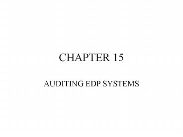 AUDITING EDP SYSTEMS presentation | free to download