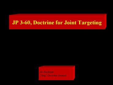 JP 360, Doctrine for Joint Targeting presentation | free to view