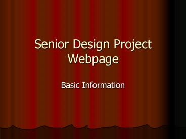 PPT – Senior Design Project Webpage PowerPoint presentation | free to ...