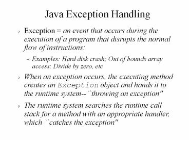 PPT – Java Exception Handling PowerPoint presentation | free to ...