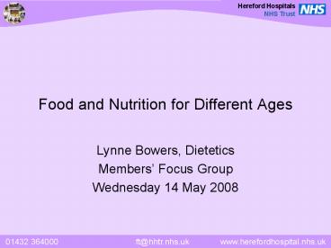 Food and Nutrition for Different Ages presentation | free to view
