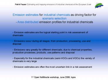 PPT – 1st Open NoMiracle workshop, June 2006, Ispra PowerPoint ...