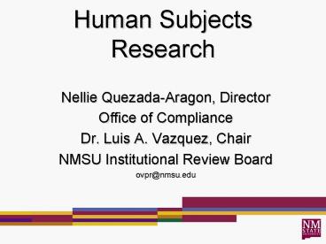 PPT – Human Subjects Research PowerPoint presentation | free to view ...