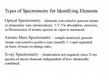 PPT – Types of Spectrometry for Identifying Elements PowerPoint ...
