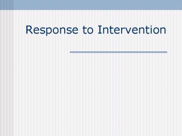Response to Intervention presentation | free to view