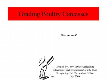 Grading Poultry Carcasses presentation | free to view