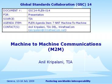Machine to Machine Communications (M2M) presentation | free to download
