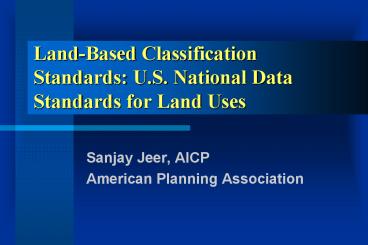 LandBased Classification Standards: U'S' National Data Standards for ...