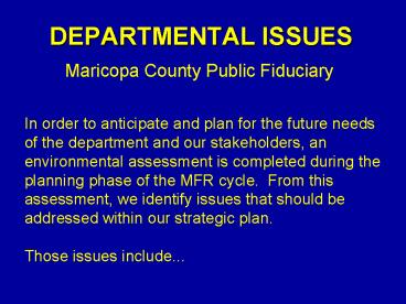 DEPARTMENTAL ISSUES presentation | free to view