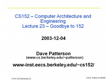 CS61C - Machine Structures Lecture 10 presentation | free to download