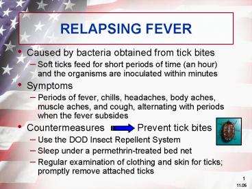 RELAPSING FEVER presentation | free to view