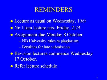 REMINDERS presentation | free to view