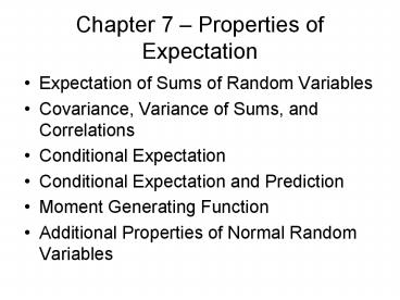 PPT – Chapter 7 Properties of Expectation PowerPoint presentation ...