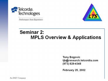 PPT – Seminar 2: MPLS Overview PowerPoint presentation | free to ...