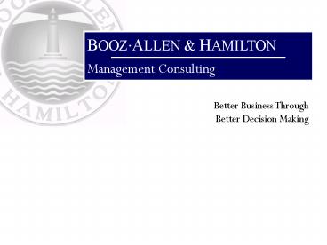BOOZ ALLEN presentation | free to view