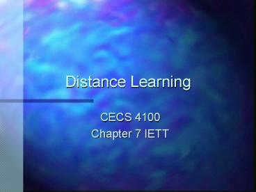 PPT – Distance Learning PowerPoint presentation | free to view - id ...