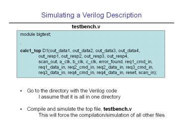 Simulating a Verilog Description presentation | free to download