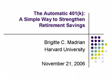 PPT – The Automatic 401k: A Simple Way to Strengthen Retirement Savings ...
