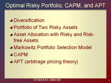 PPT – Optimal Risky Portfolio, CAPM, and APT PowerPoint presentation | free to download - id ...
