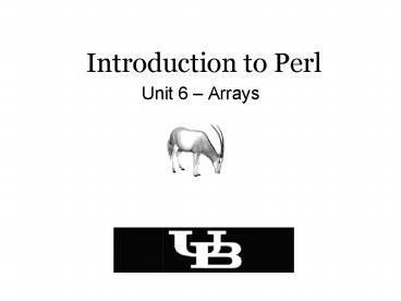 Introduction to Perl presentation | free to view