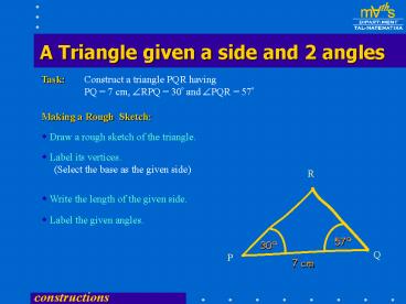 PPT – A Triangle given a Side and two Angles PowerPoint presentation ...