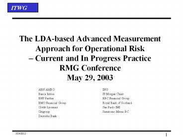 The LDA-based Advanced Measurement Approach for Operational Risk ...