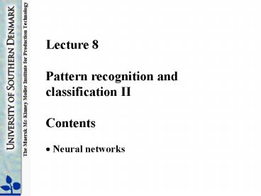 PPT – Pattern recognition and classification II PowerPoint presentation ...