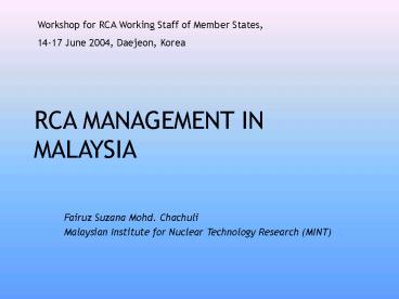 PPT – RCA MANAGEMENT IN MALAYSIA PowerPoint presentation | free to view ...