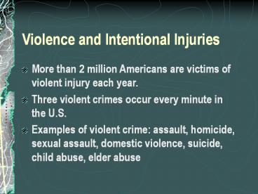 PPT – Violence and Intentional Injuries PowerPoint presentation | free ...