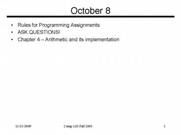 PPT – October 8 PowerPoint presentation | free to download - id: 136545 ...