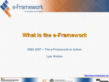 PPT – What is the e-Framework PowerPoint presentation | free to view ...