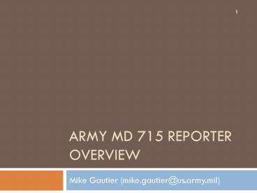 Army MD 715 Reporter Overview presentation | free to view