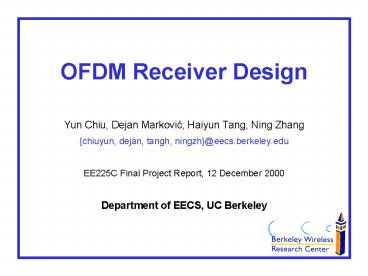OFDM Receiver Design presentation | free to view