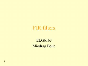 FIR filters presentation | free to download