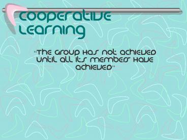 PPT – Cooperative Learning PowerPoint presentation | free to view - id ...