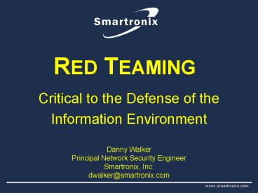 RED TEAMING presentation | free to view