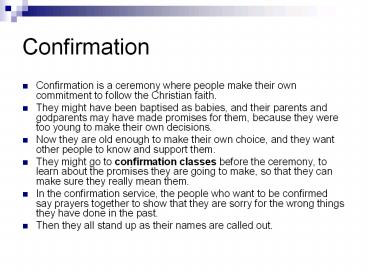 Confirmation presentation | free to view