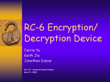 PPT – RC6 Encryption Decryption Device PowerPoint presentation | free ...