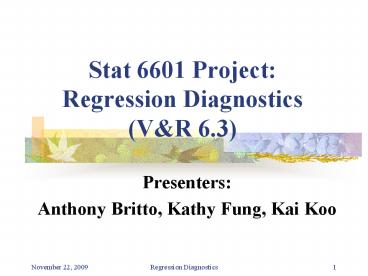 PPT – Stat 6601 Project: Regression Diagnostics V PowerPoint ...