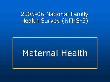 Maternal Health presentation | free to view