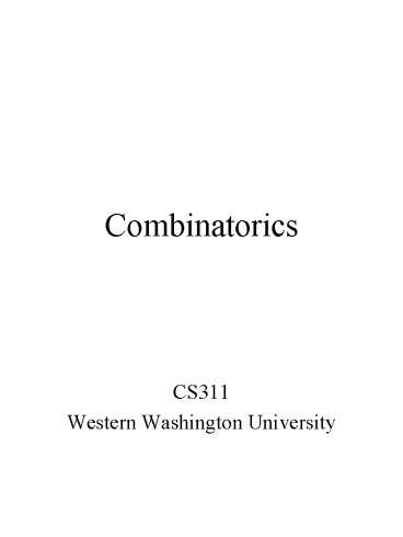 PPT – Combinatorics PowerPoint presentation | free to view - id: 13962c ...