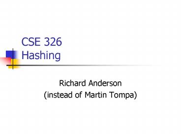 PPT – CSE 326 Hashing PowerPoint presentation | free to download - id ...