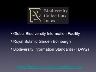 Global Biodiversity Information Facility presentation | free to view