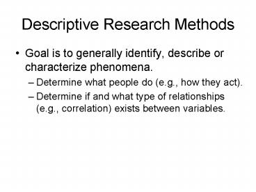 Descriptive Research Methods presentation | free to view