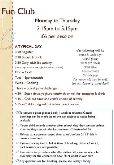 Fun Club presentation | free to view